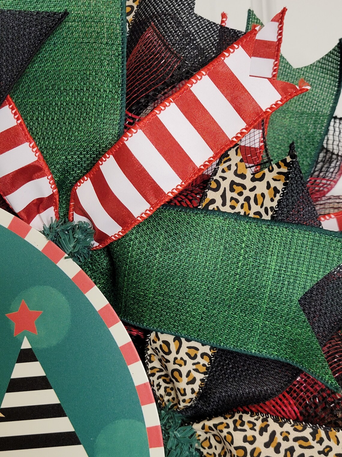 Merry Christmas Animal Print and Tree Wreath - Etsy