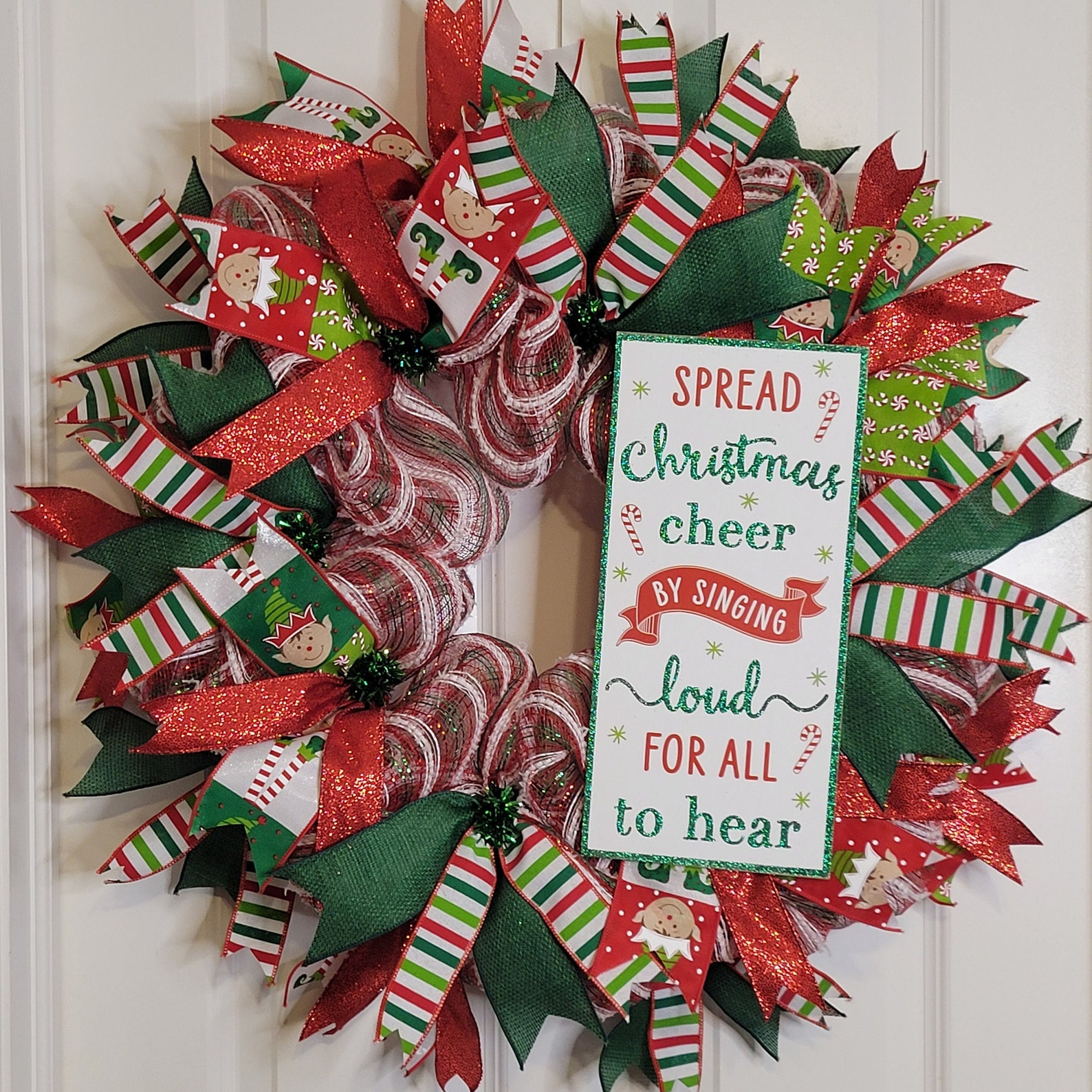 Green and Red Spread Christmas Cheer Wreath - Etsy