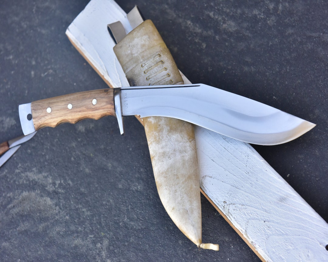 Handmade 11" Gurkha Kukri Knife: Full Tang, Tempered Leaf Spring Blade ...