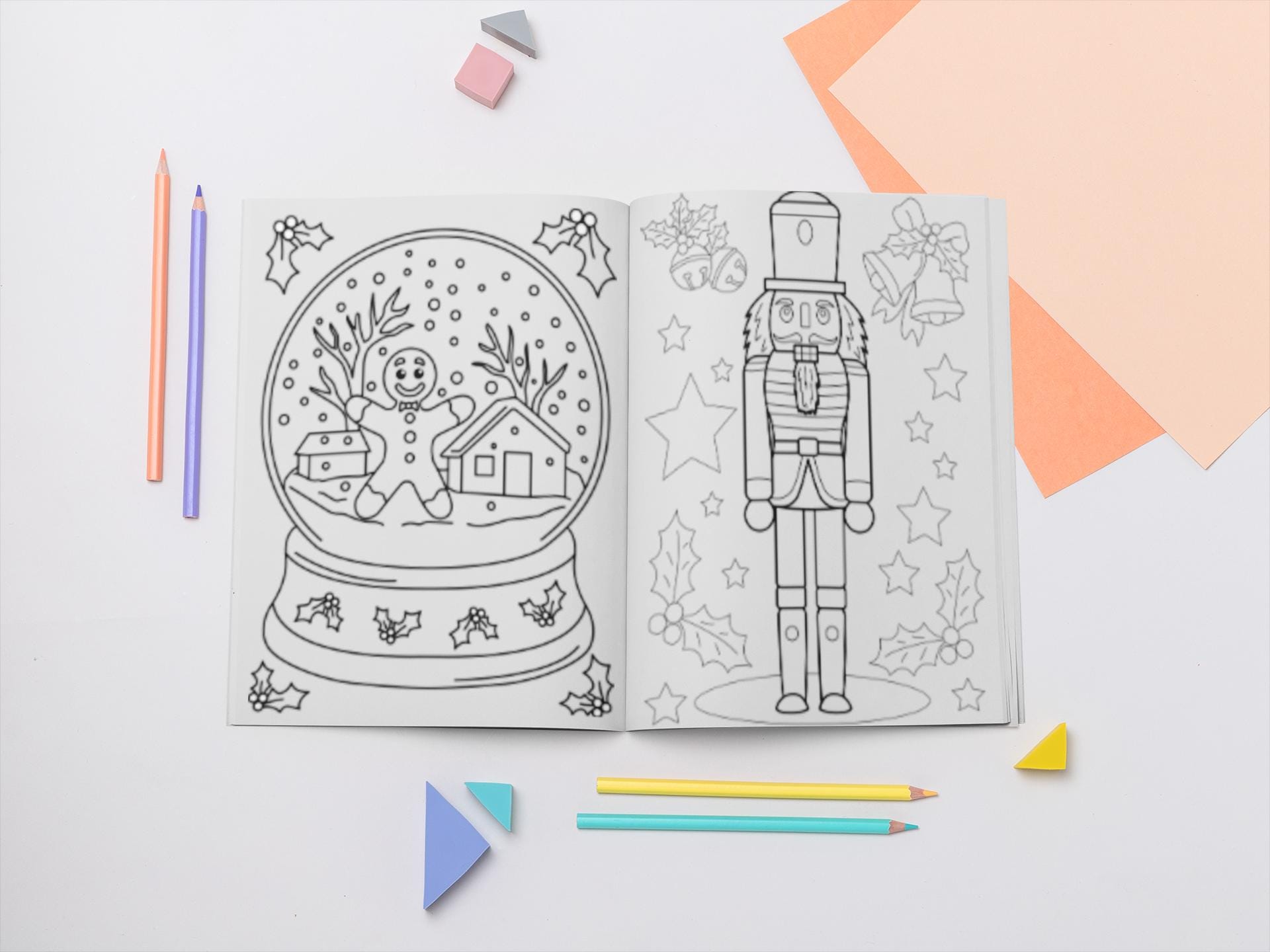 Christmas Coloring Page, Set of 5 Printable Coloring Pages,santa ...