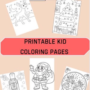 Christmas Coloring Page, Set of 5 Printable Coloring Pages,santa ...