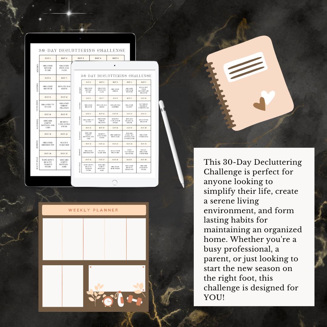 30 Days Declutter Challenge Planner Printable, Decluttering Guide, Declutter Planner, Declutter ...