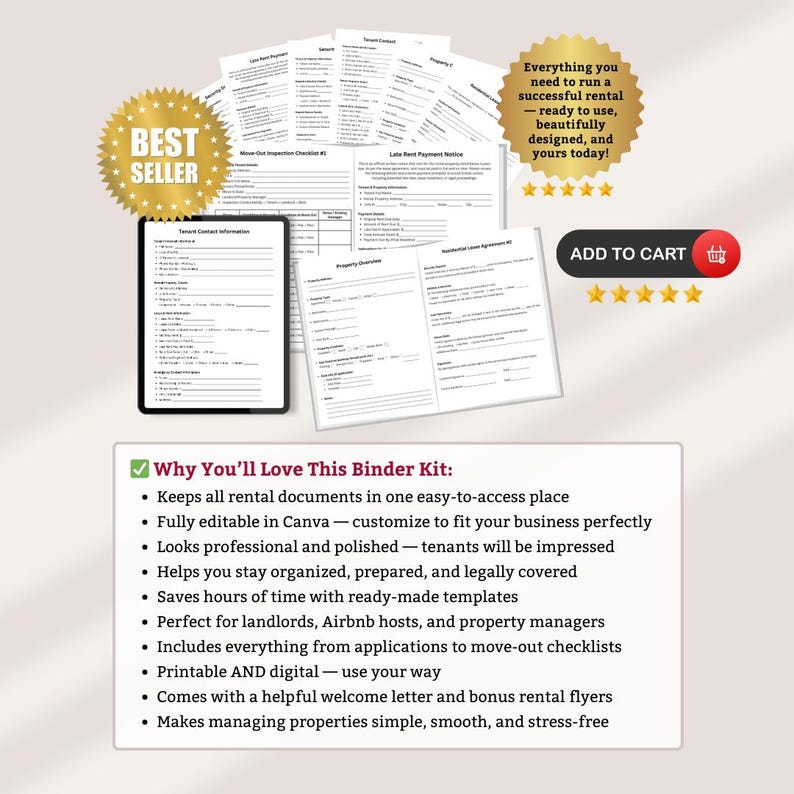 Ultimate Rental Property Binder Kit, Rental Property Template, Rental ...