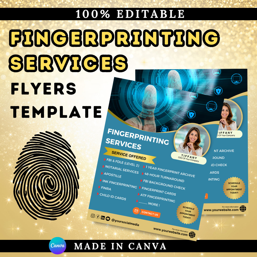 Fingerprinting Services Flyers, Mobile Fingerprinting, Notary ...