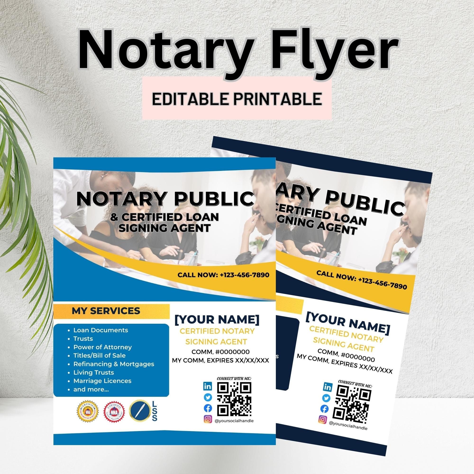 Notary Signing Agent Flyer Template, Notary Marketing Canva Edit Flyer ...