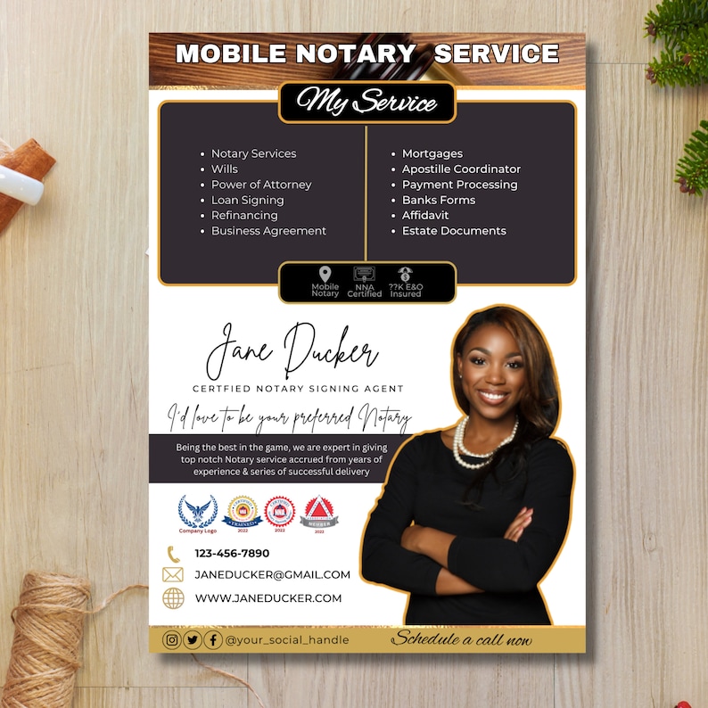 Notary Marketing Flyer, Notary Mailers, Notary Flyer Template, Loan ...
