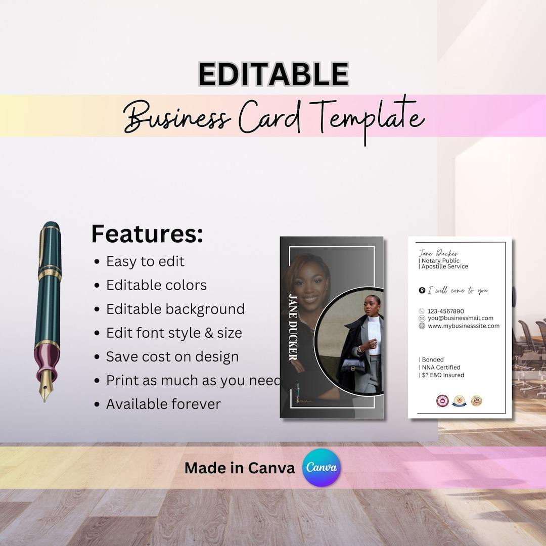 Notary Business Cards, Loan Signing Agent Card, Notary Signing Agent ...