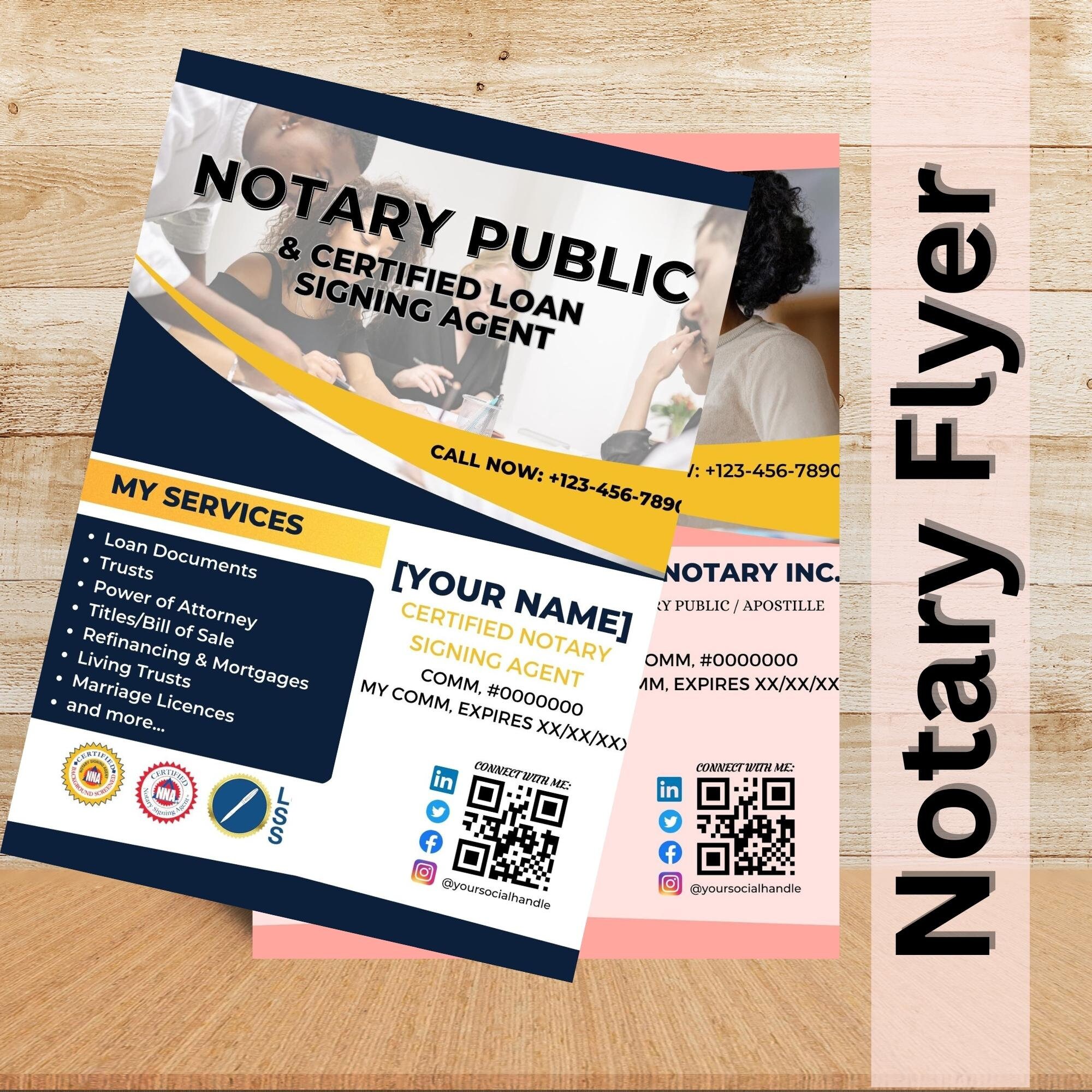 Notary Signing Agent Flyer Template, Notary Marketing Canva Edit Flyer ...