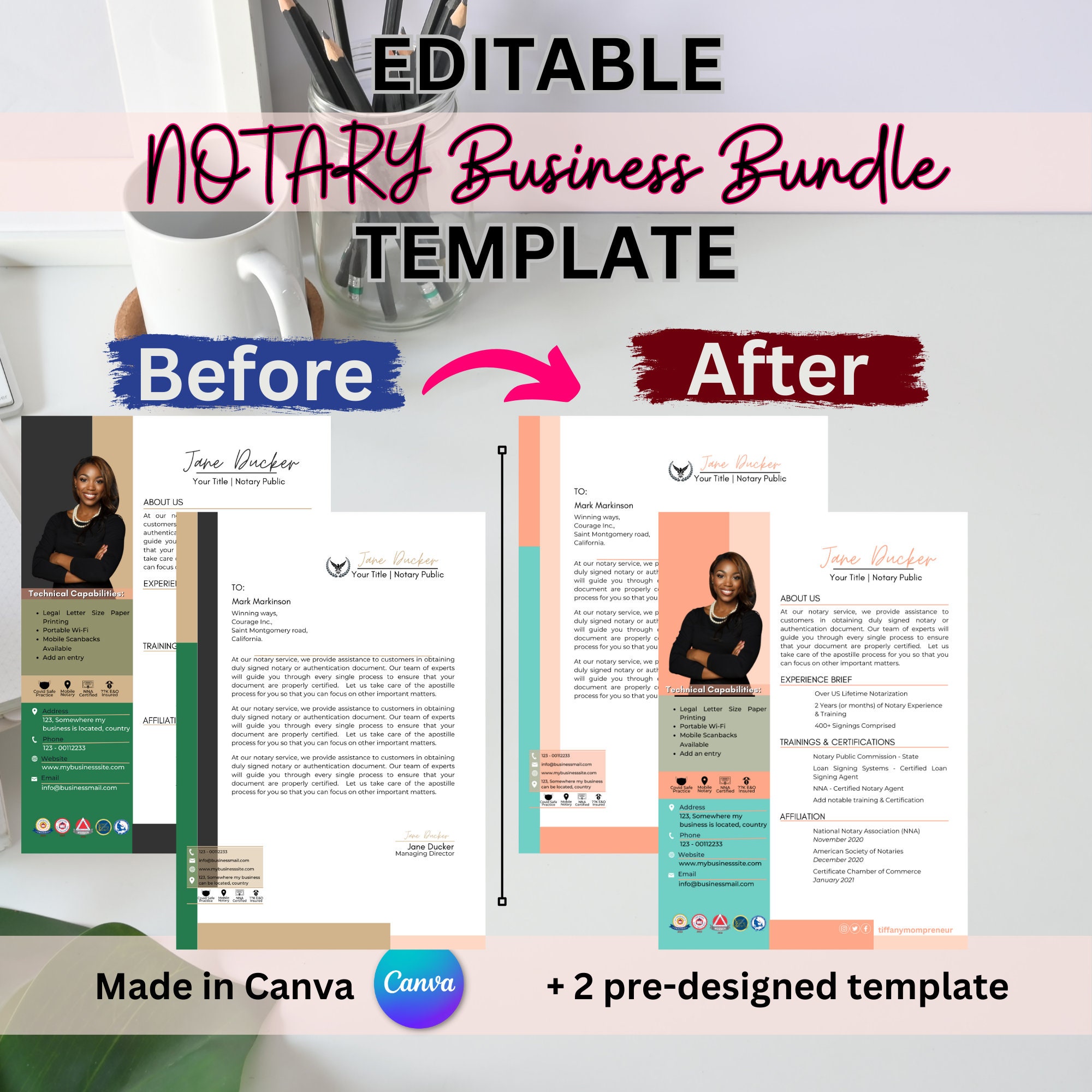 Notary Branding Bundle, Public Notary Marketing, Resume, Introduction ...