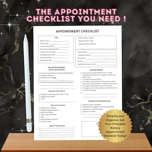 Notary Appointment Checklist Form, Notary Public Form Signing Agent ...