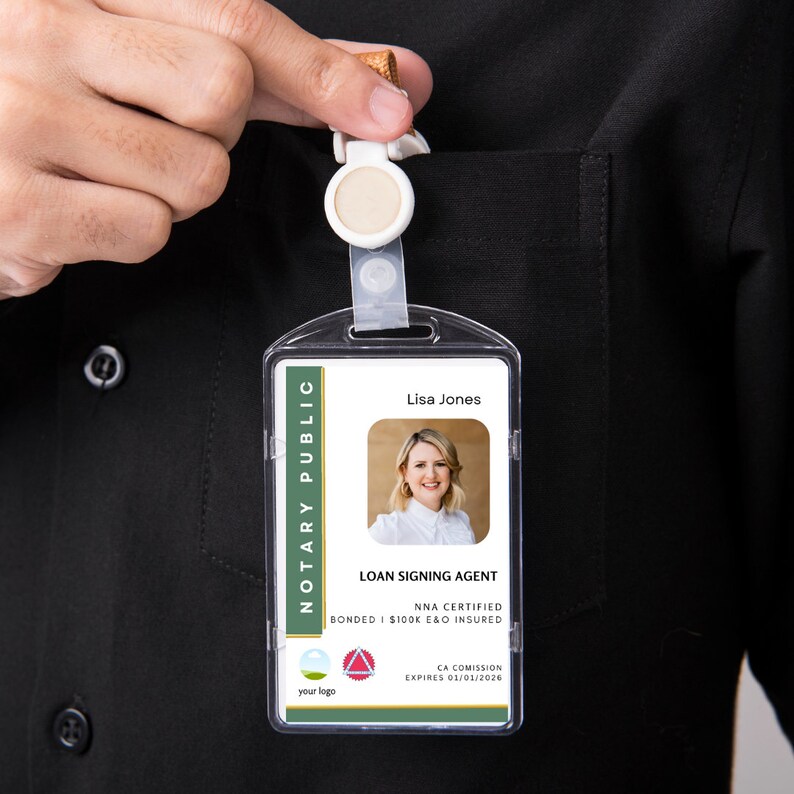 Notary ID Badge Template, Notary Badge for Loan Signing Agent, Canva ...