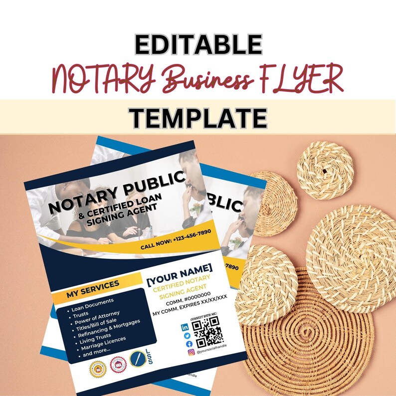 Notary Signing Agent Flyer Template, Notary Marketing Canva Edit Flyer ...
