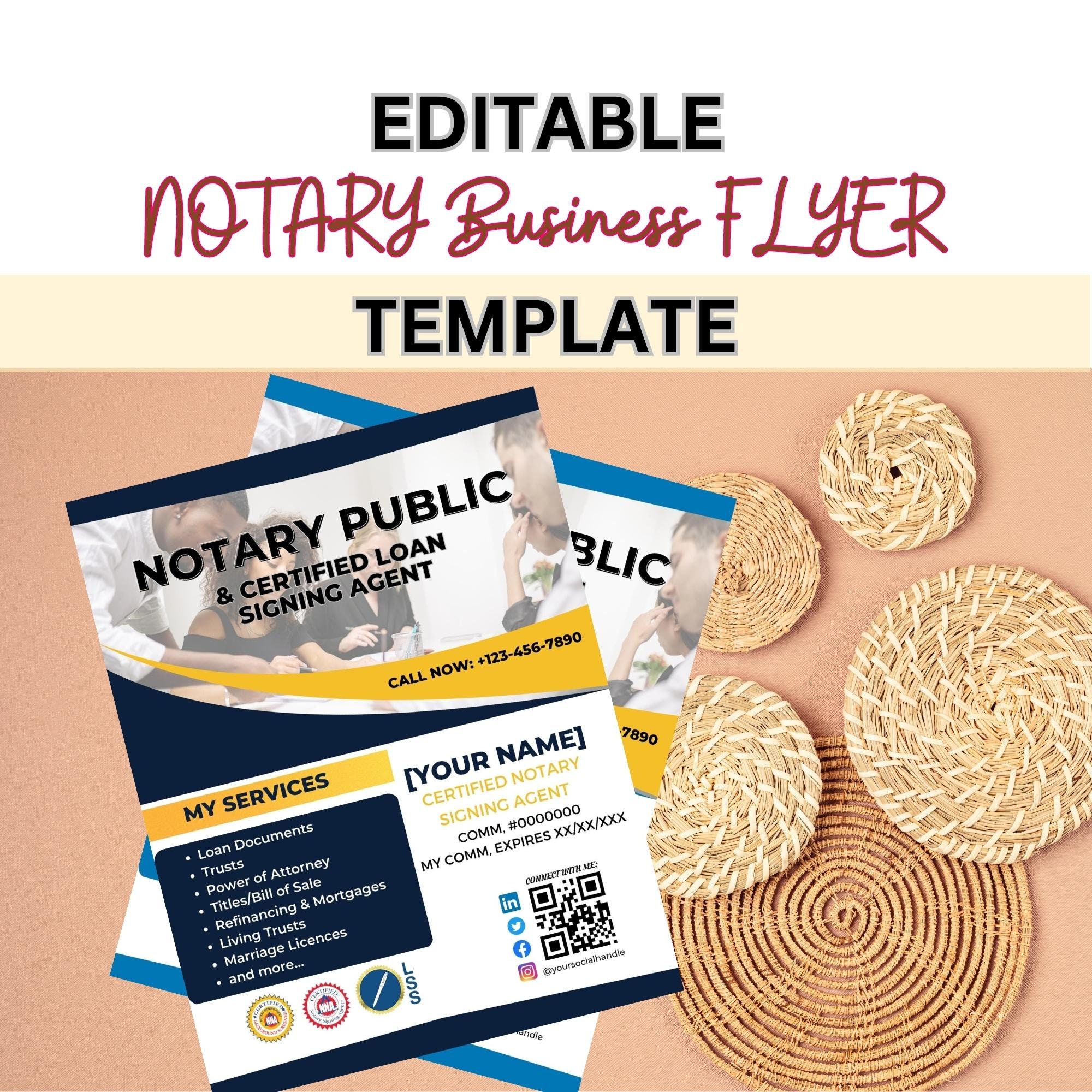 Notary Signing Agent Flyer Template, Notary Marketing Canva Edit Flyer ...