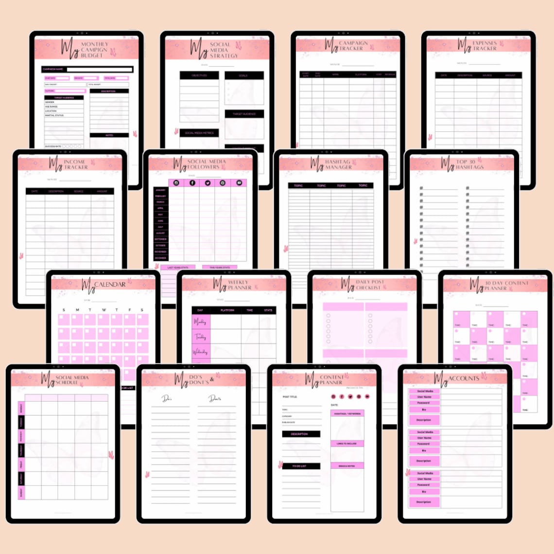 Digital Planner, SOCIAL MEDIA Planner, Content Planning, Influencer ...