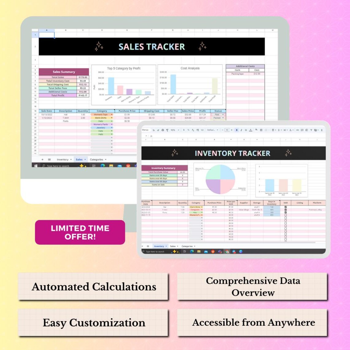 Inventory Sales Tracker Spreadsheet Small Business Inventory Template ...