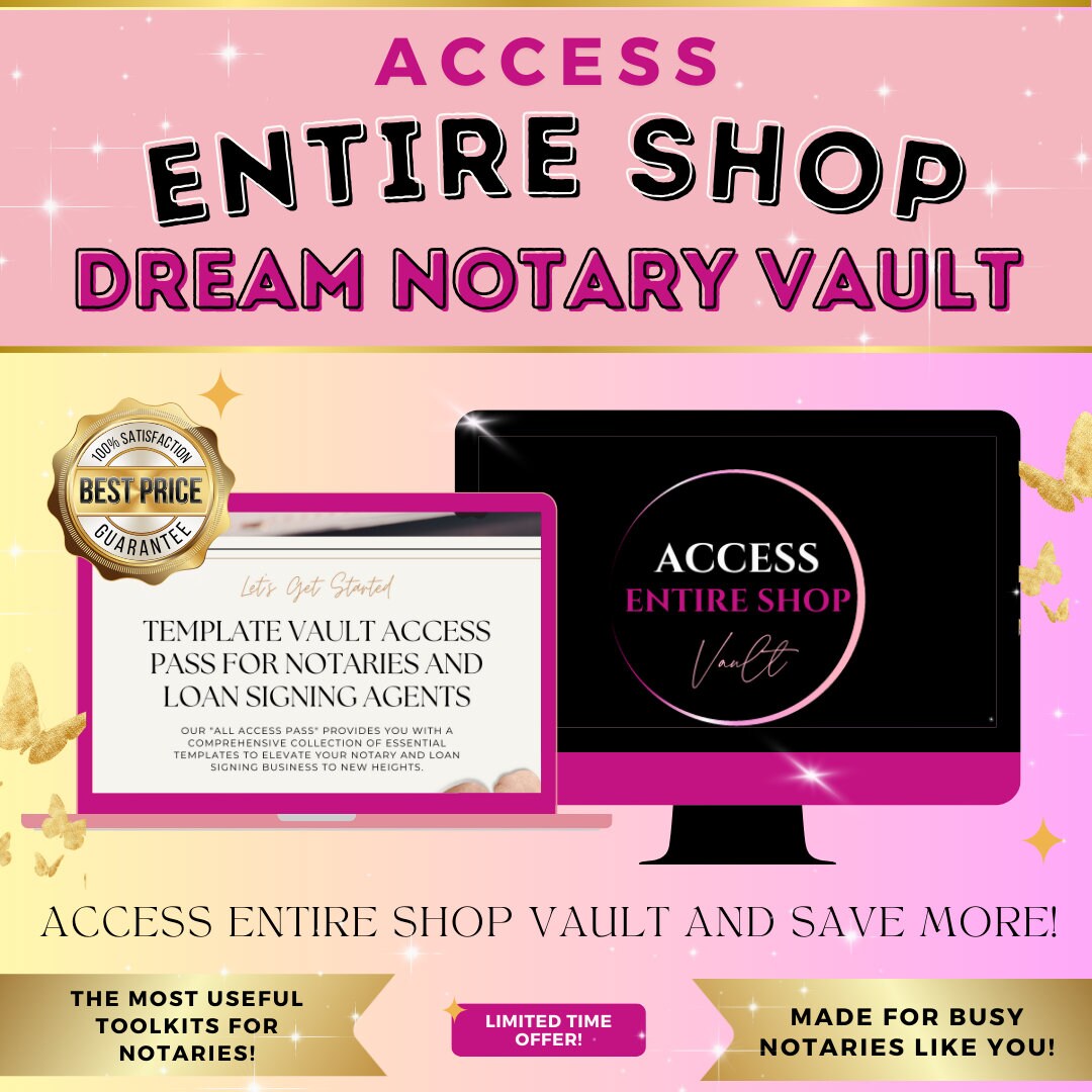Entire Shop Access for Notary, Loan Signing Agents, Notary Edtable ...