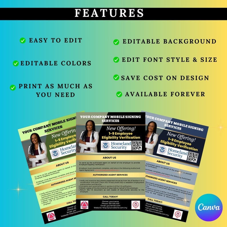 1-9 Employee Eligibility Verification Flyers Template, Notary Marketing ...