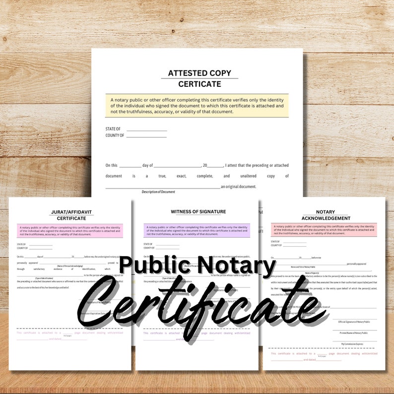 Notary Public Acknowledgement, Jurat Certificate, Easy Download, Printer Ready, 2023 Compliant ...