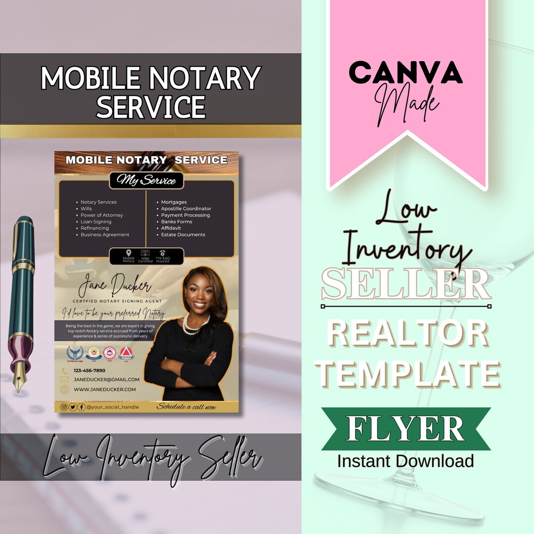 Notary Marketing Flyer, Notary Mailers, Notary Flyer Template, Loan ...