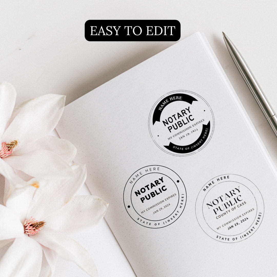 Notary Public Stamp, Editable Notary Stamp, Notarial Stamp, State Seal ...