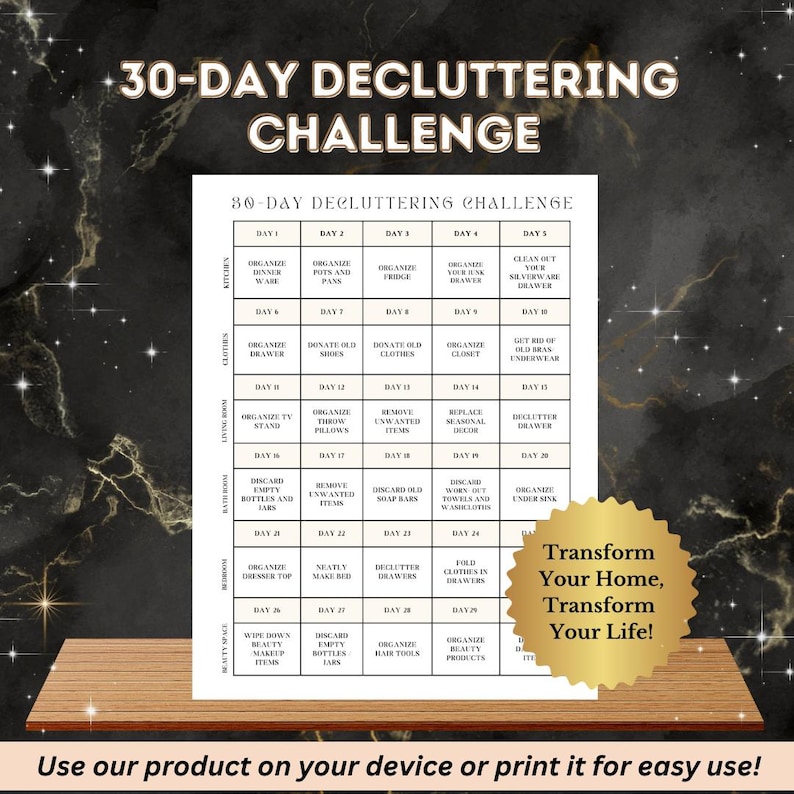 30 Days Declutter Challenge Planner Printable, Decluttering Guide ...