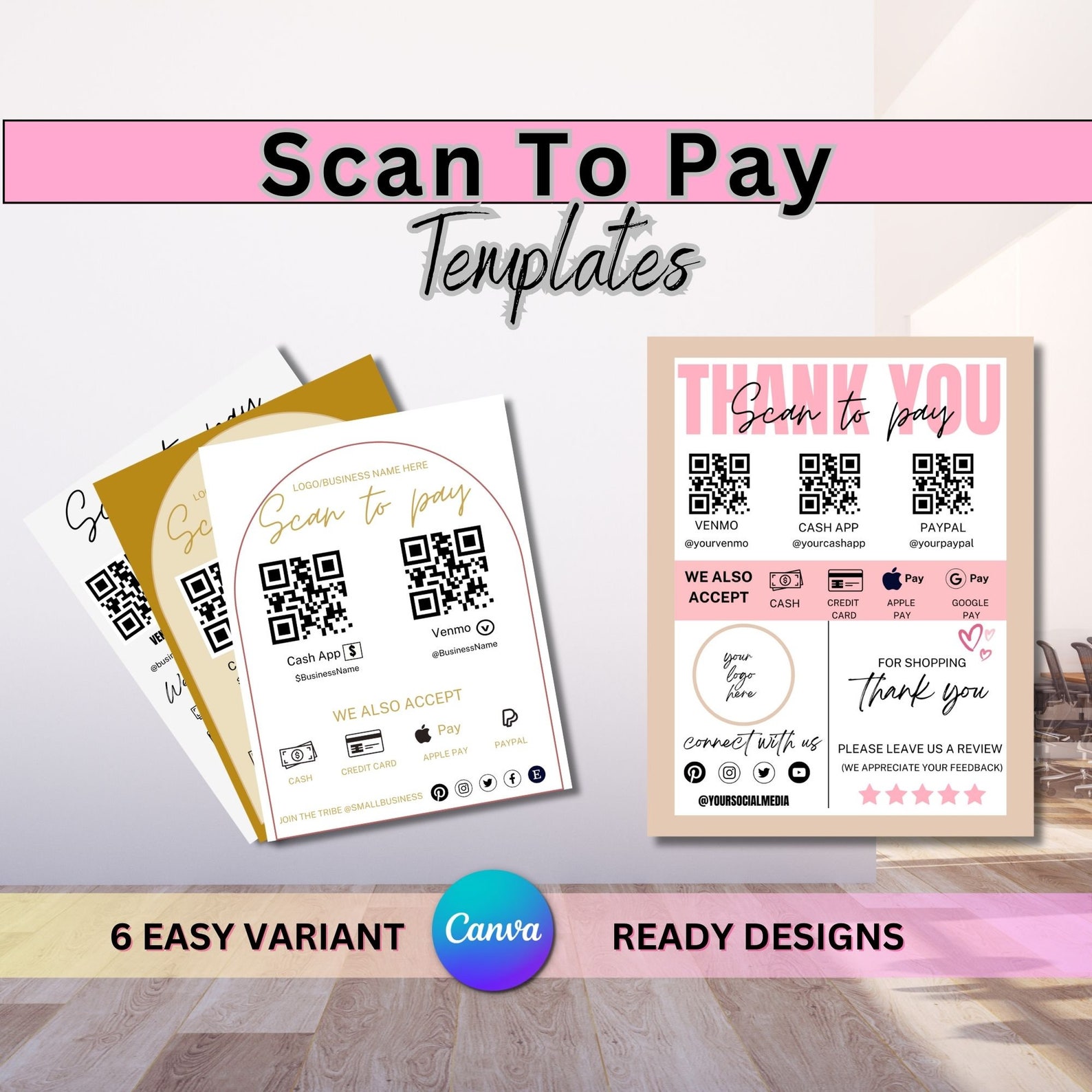 Editable Scan to Pay Template, QR Code Sign, Printable Payment Sign ...