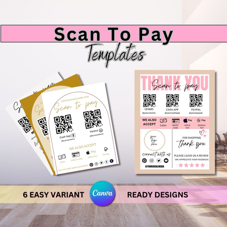 Editable Scan to Pay Template, QR Code Sign, Printable Payment Sign ...