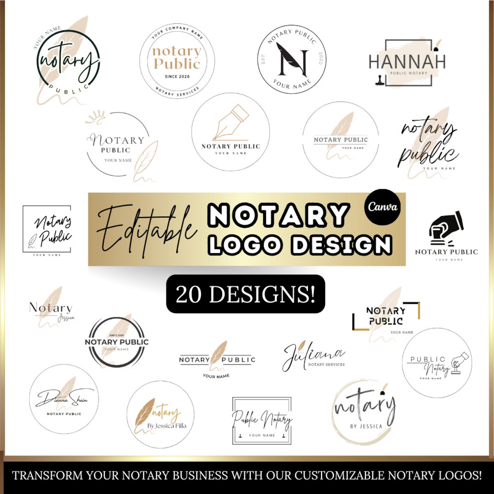 Notary Logo Bundle, Notary Public Logos, Notary, Notary Signing Agent ...