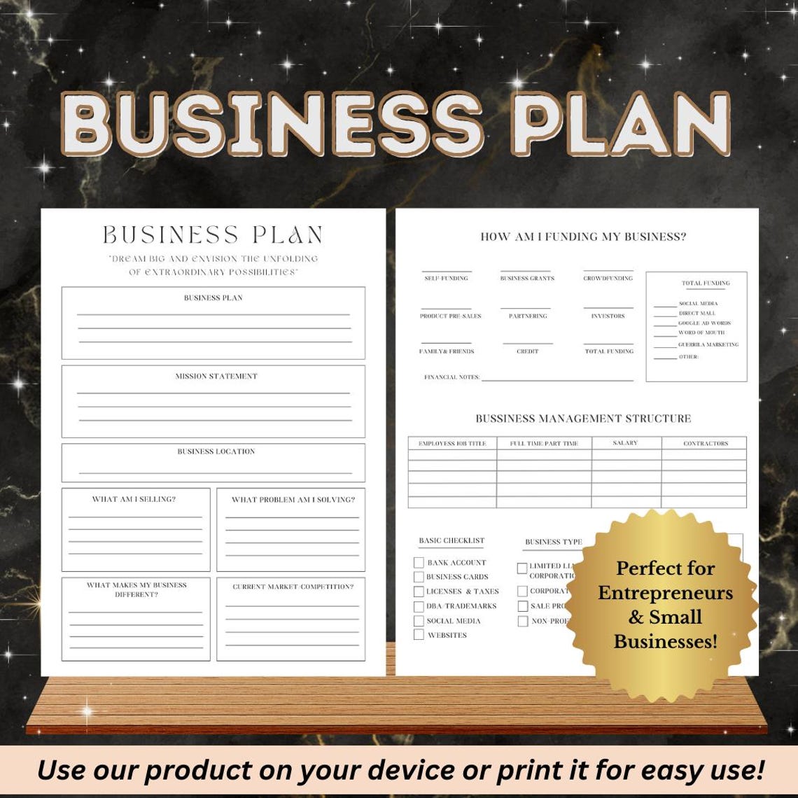 Business Plan, Small Business Planner, Business Blueprint, Startup ...