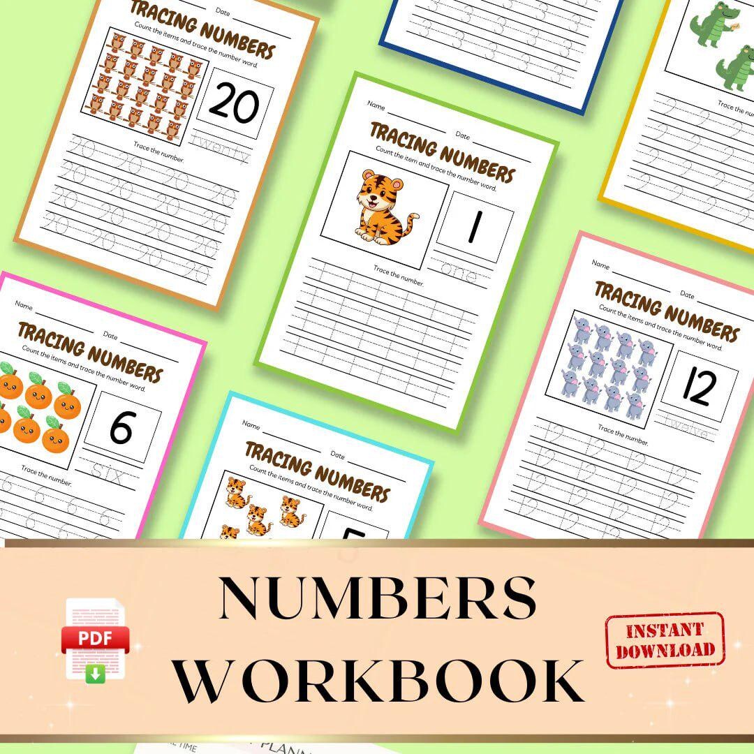 Number Printable, Preschool Math, Counting Activity, Prek, Kindergarten ...