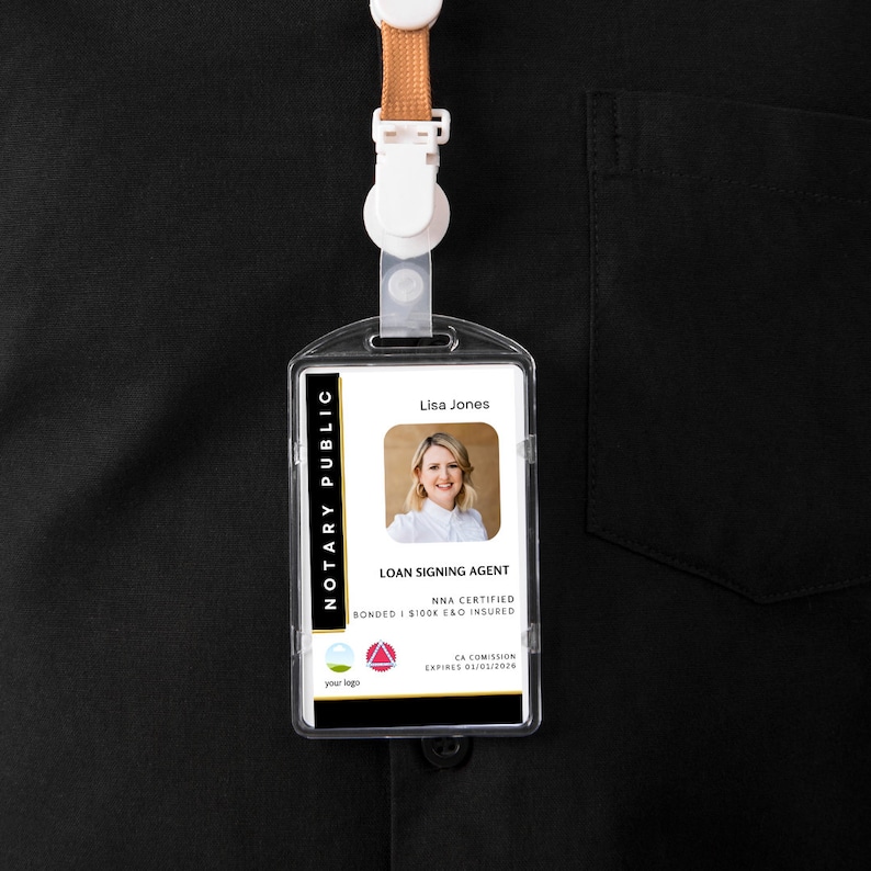 Notary ID Badge Template, Notary Badge for Loan Signing Agent, Canva ...
