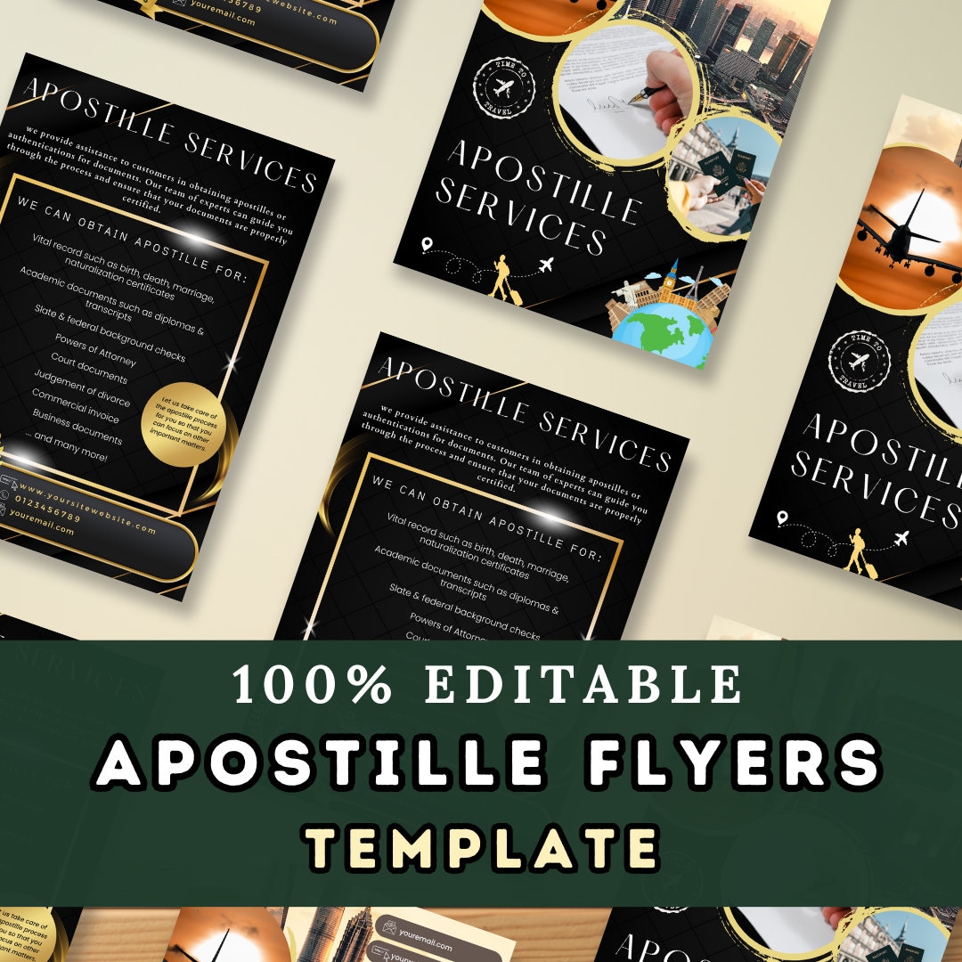 Apostille Flyer, Notary Marketing Flyer, Notary Mailers, Notary Flyer ...