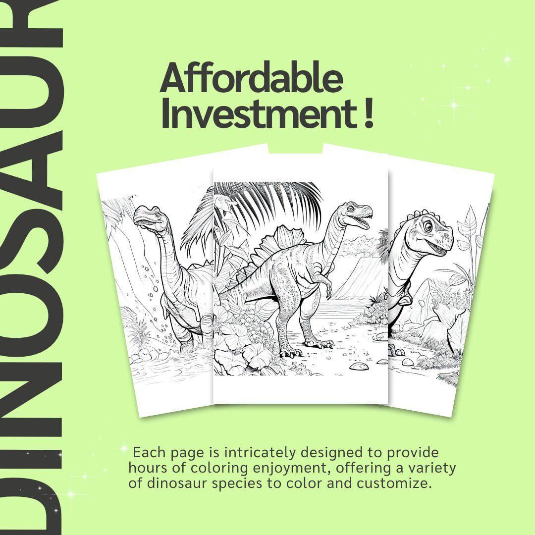 Dinosaur Coloring Pages, Set of 10, Creative Activity, Dinosaur ...