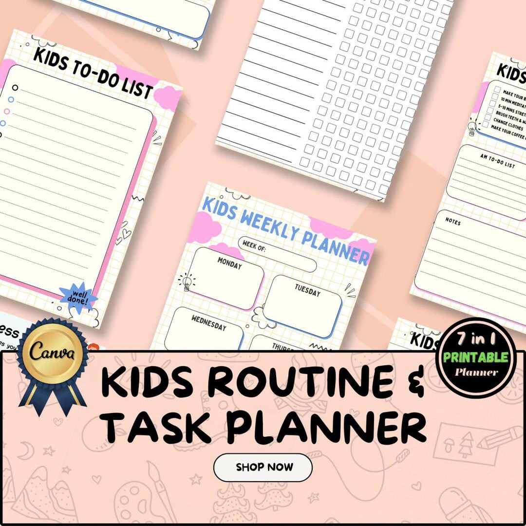 Kids Routine and Task Planner, Daily Routine Chart, Kids Daily Schedule ...