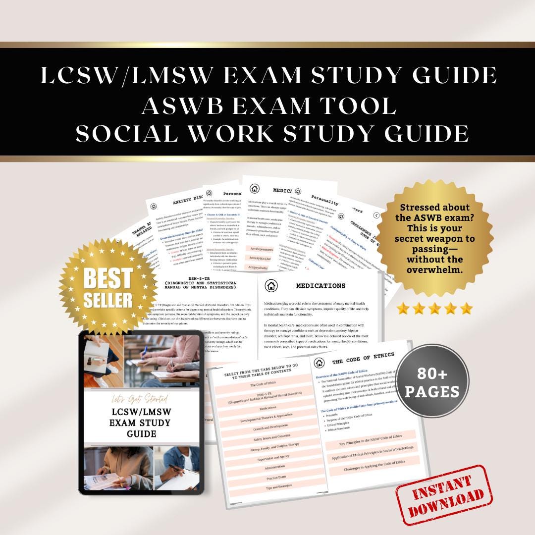 LCSW/LMSW Study Guide, ASWB Exam Tool, Social Work License Prep, Dsm 5 ...