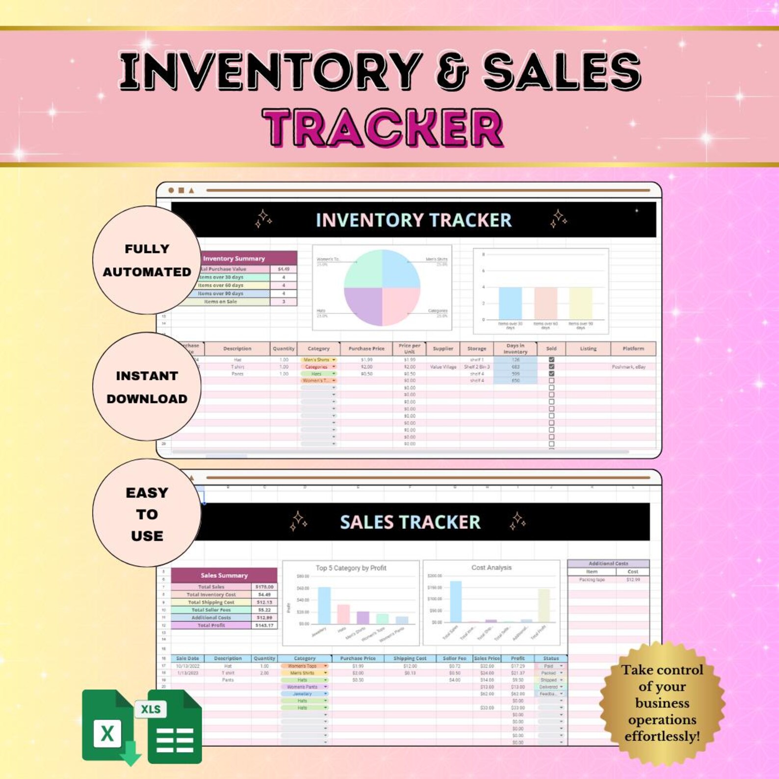 Inventory Sales Tracker Spreadsheet Small Business Inventory Template ...