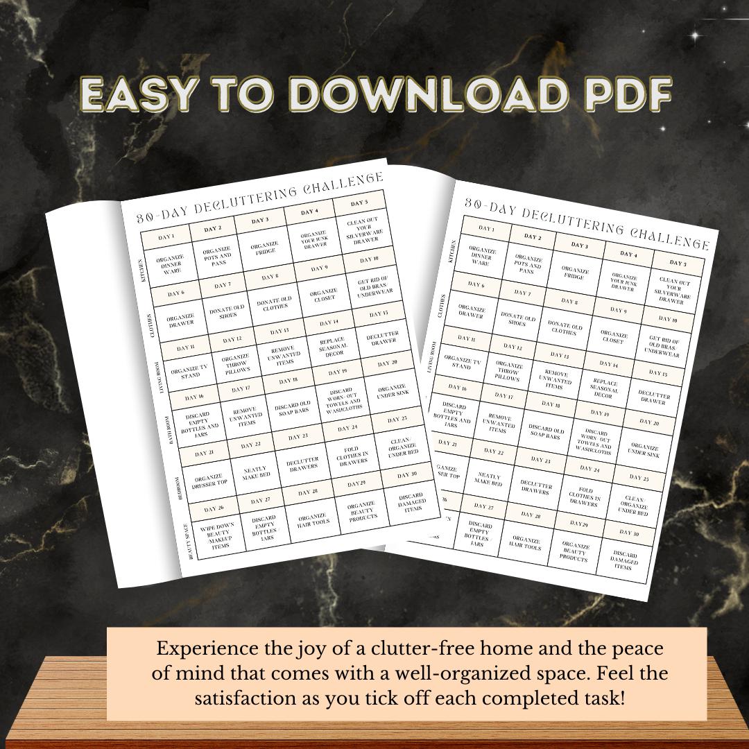 30 Days Declutter Challenge Planner Printable, Decluttering Guide ...