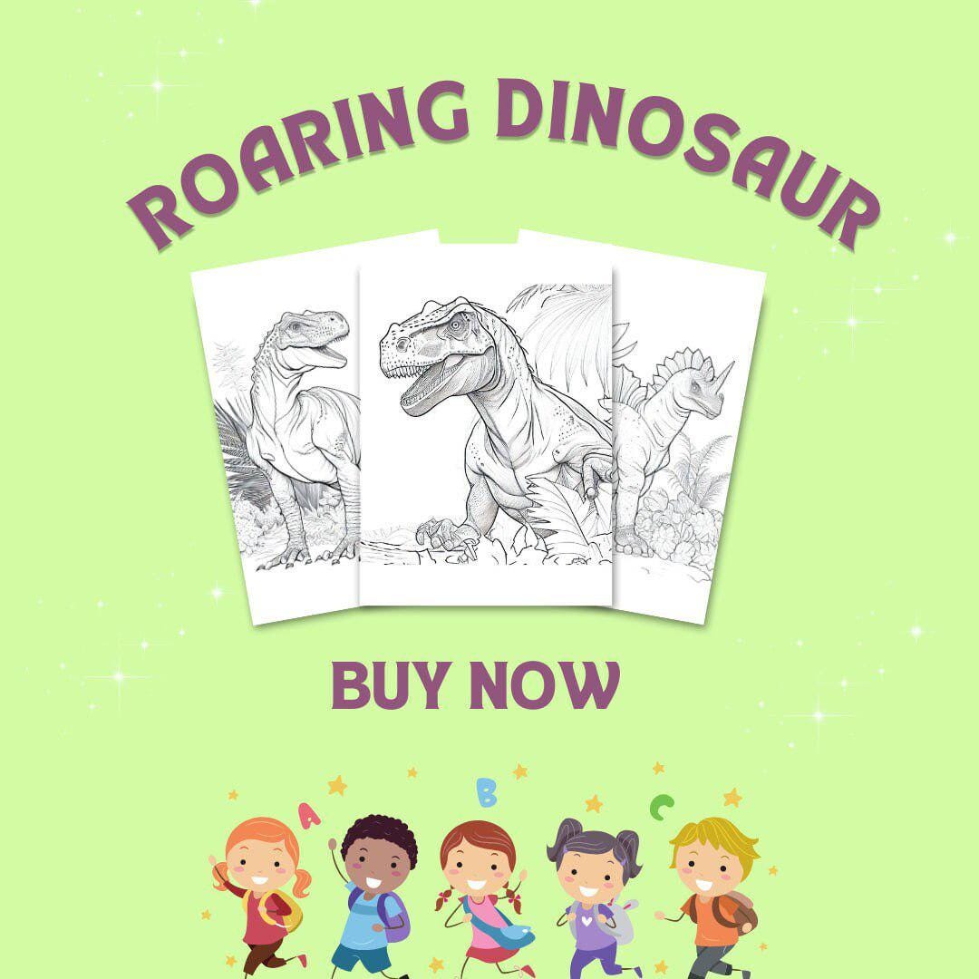 Dinosaur Coloring Pages, Set of 10, Creative Activity, Dinosaur ...