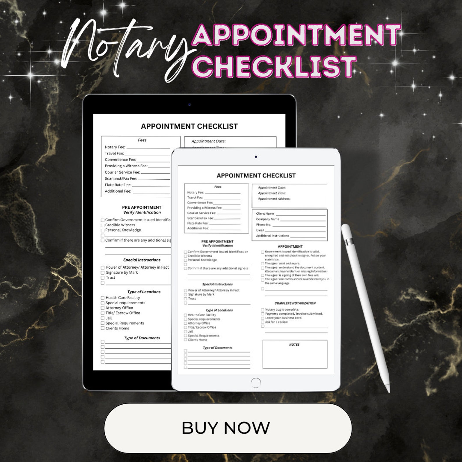 Notary Appointment Checklist Form, Notary Public Form Signing Agent ...