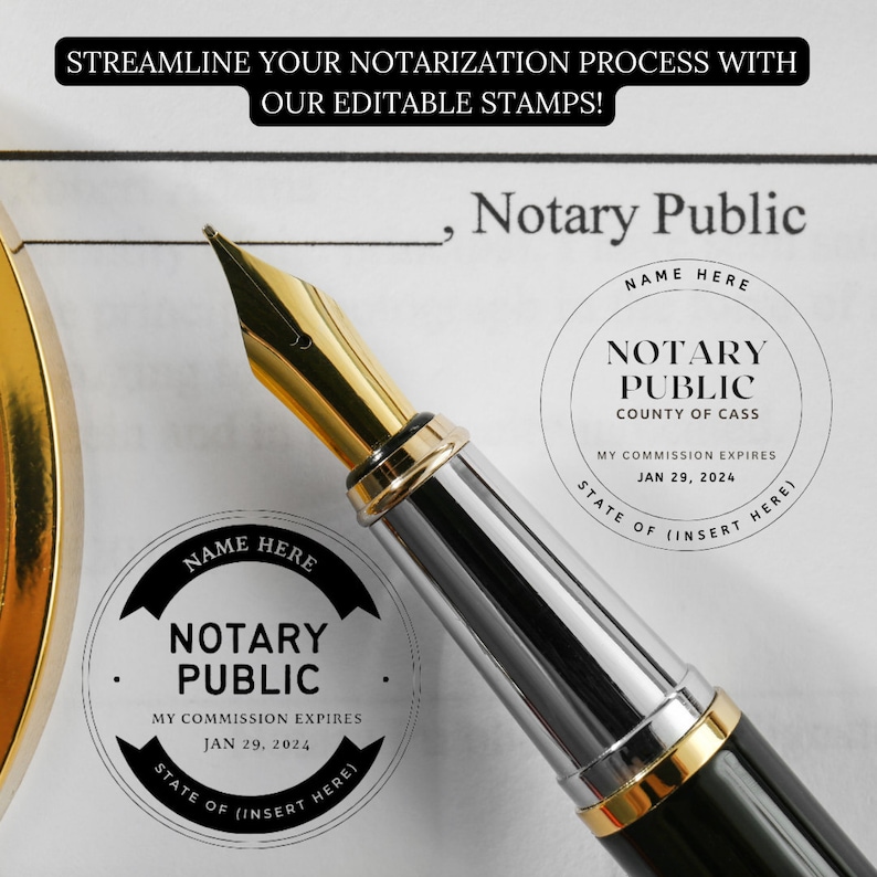 Notary Public Stamp, Editable Notary Stamp, Notarial Stamp, State Seal ...