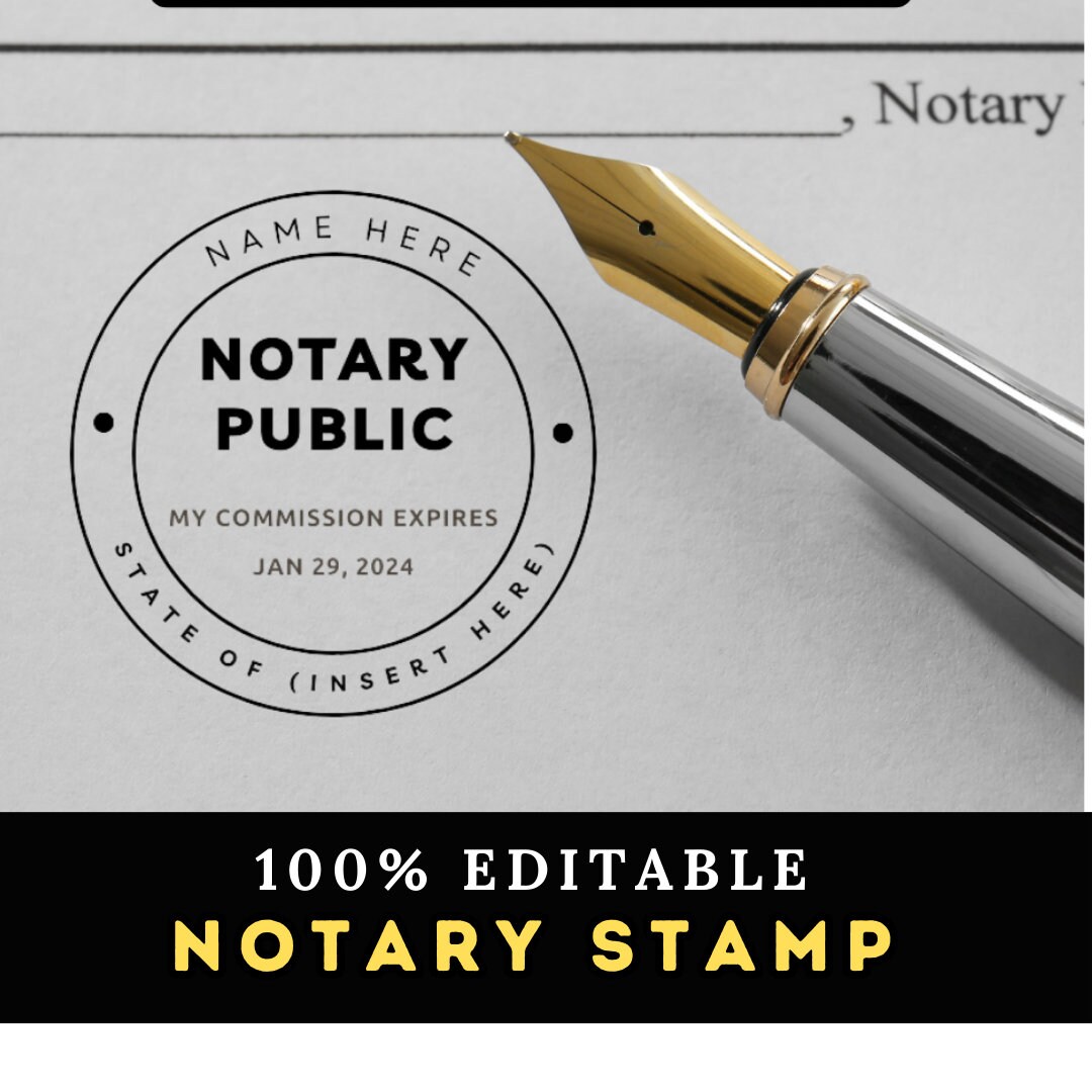 Notary Public Stamp, Editable Notary Stamp, Notarial Stamp, State Seal ...