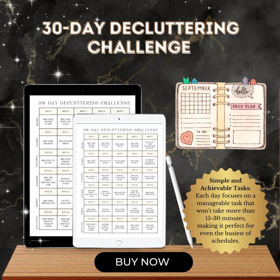 30 Days Declutter Challenge Planner Printable, Decluttering Guide ...