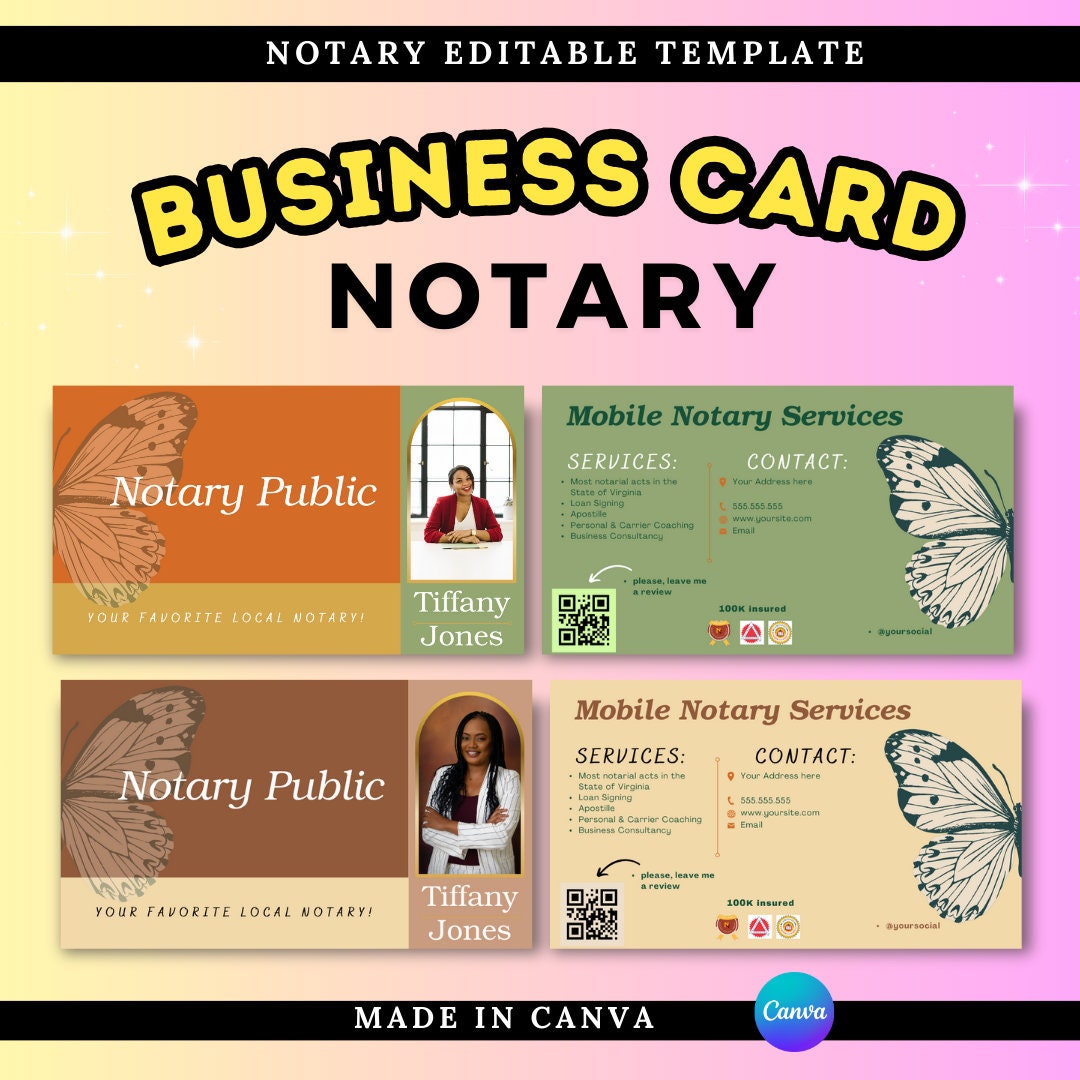 Notary Business Card, Notary Agent Marketing and Branding Bundle ...