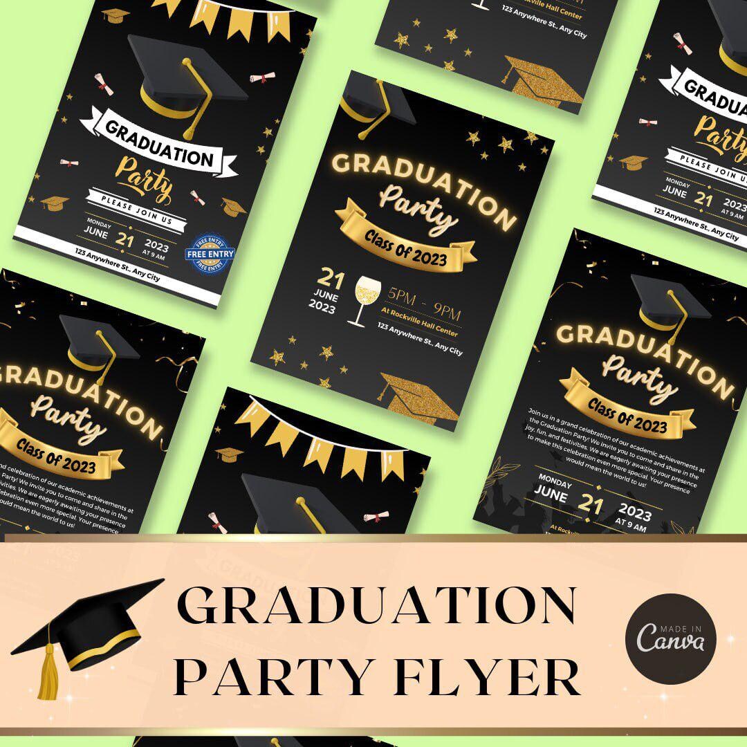 Graduation Party Flyer, DIY Flyer Template Design, Graduation Party ...