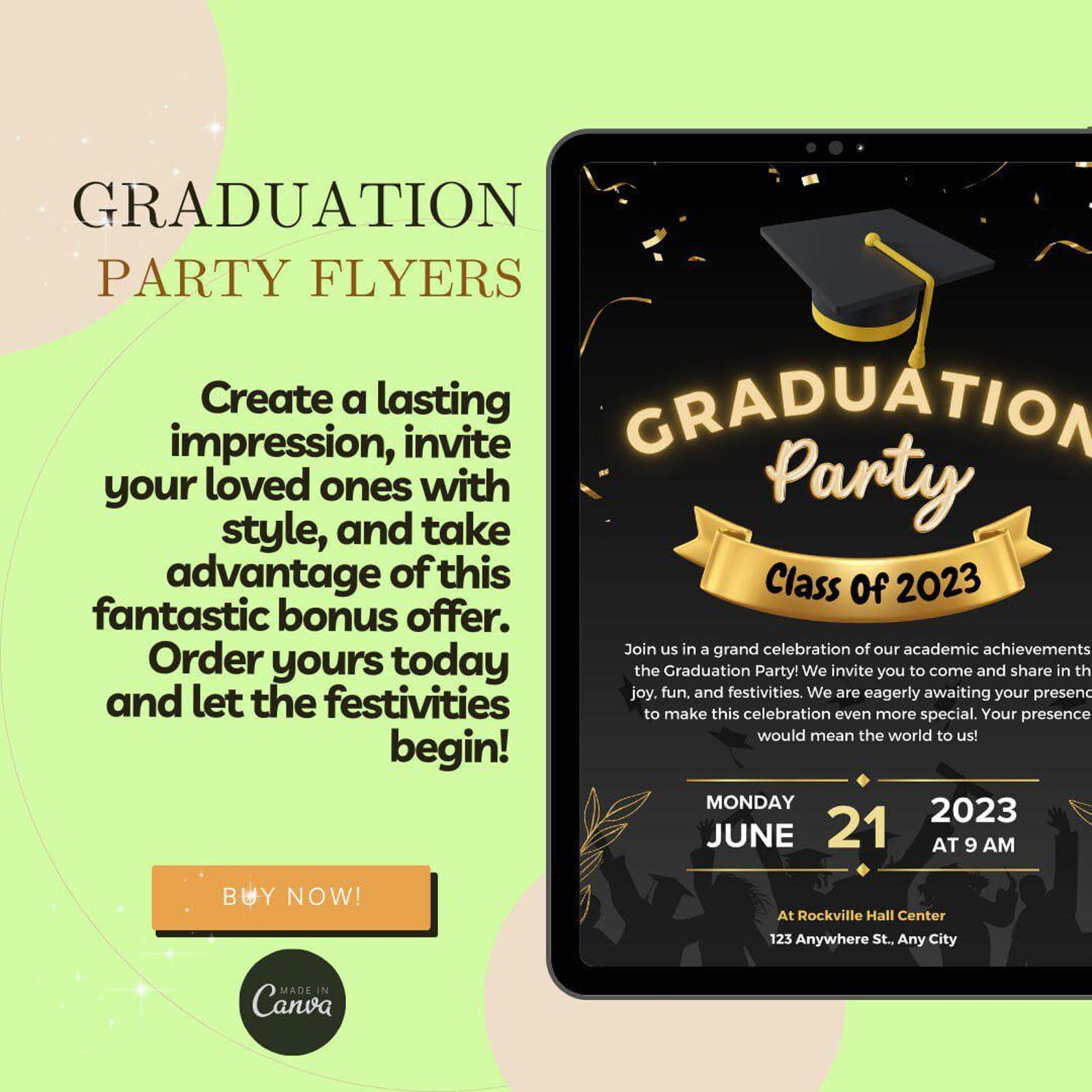 Graduation Party Flyer, DIY Flyer Template Design, Graduation Party ...