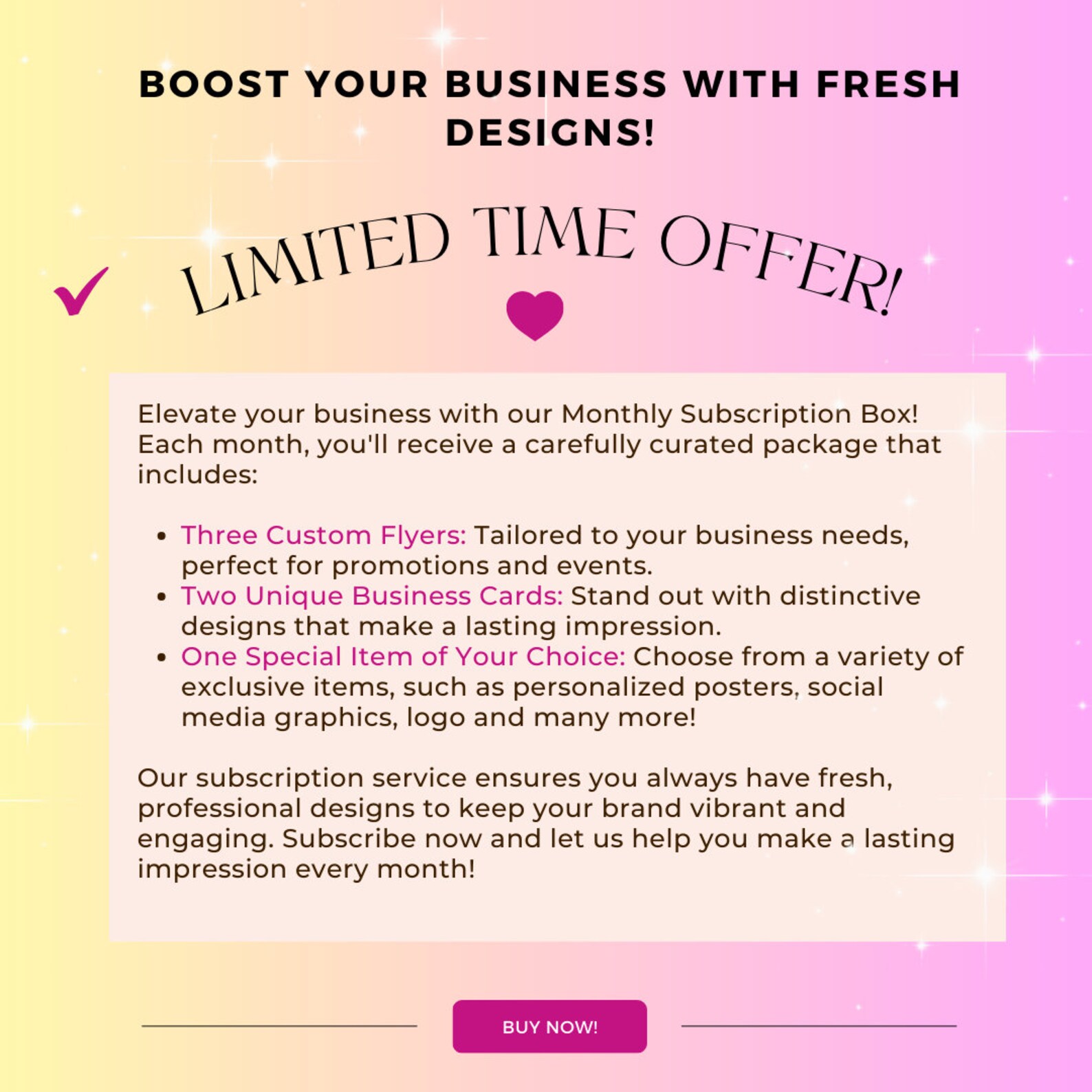 Monthly Subscription, Custom Flyers, Business Cards, Personalized ...
