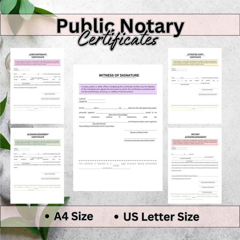 Notary Public Acknowledgement, Jurat Certificate, Easy Download ...