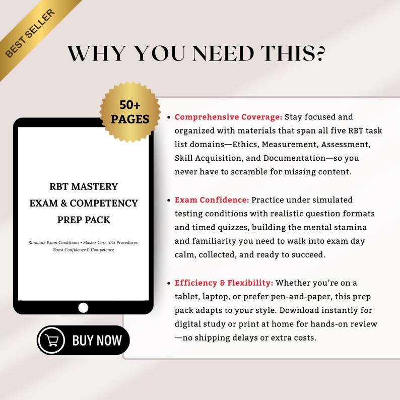 RBT Mastery Exam, ABA Study Guide, Practice Questions, Printable ...