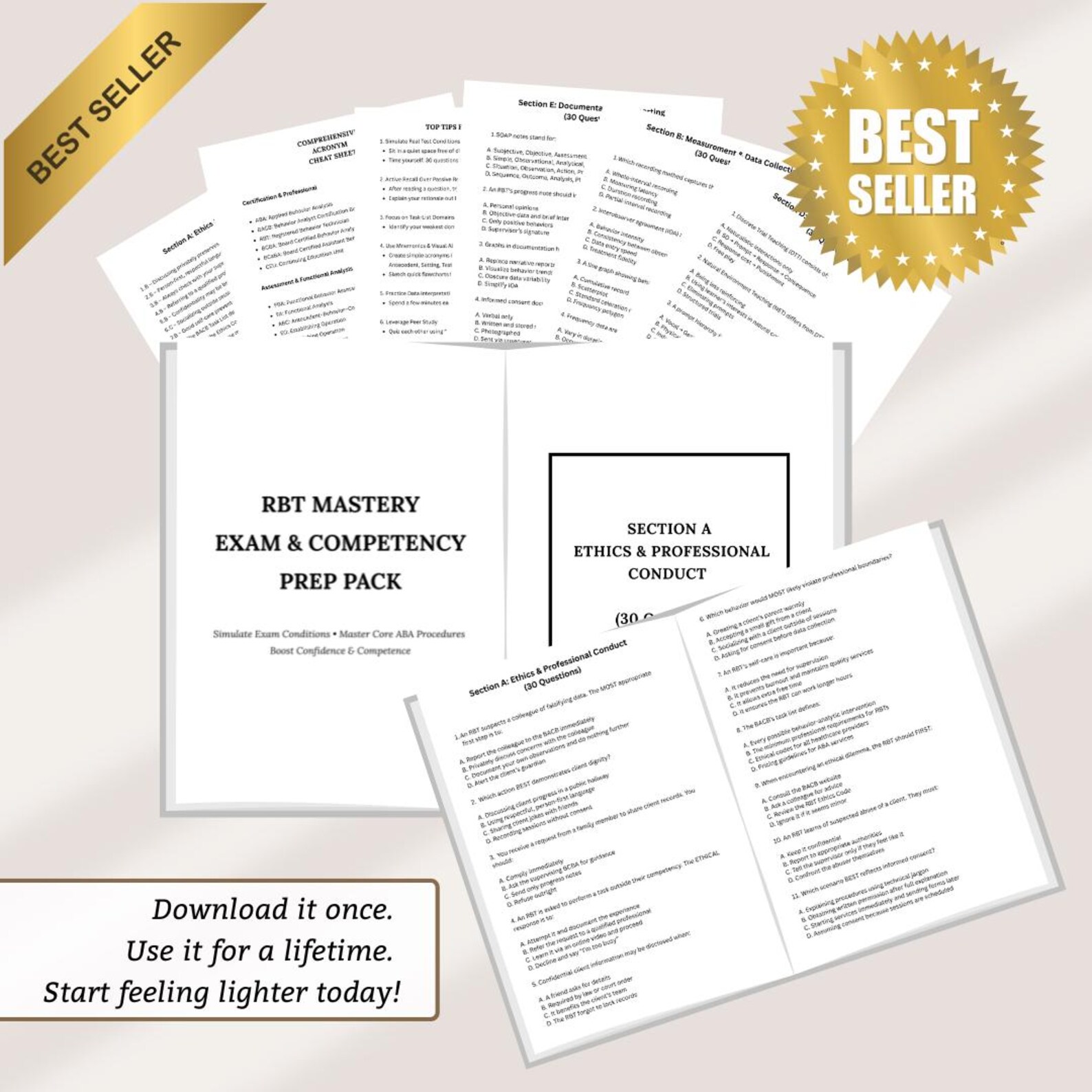 RBT Mastery Exam, ABA Study Guide, Practice Questions, Printable ...