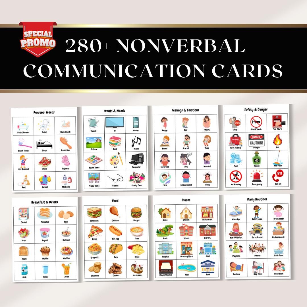 Non Verbal Communication Visual Cards Printable, Autism Communication ...